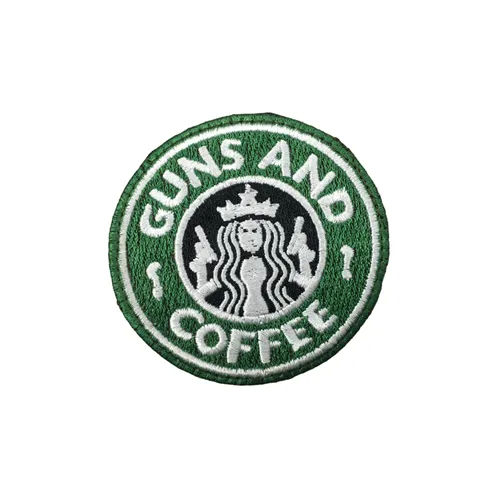 Patch Bordado – Guns and Coffee - Patch Bordado – Guns and Coffee - FIO DE OURO